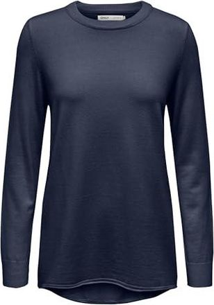 Only Onlibi LS Long Higlow O-Neck CC KNT Sweater, Bleu/Détails : mélangé, M Femme