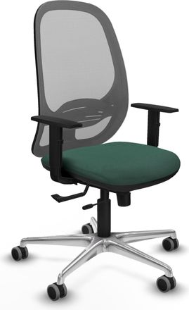 Piqueras y Crespo Schreibtischstuhl f&uuml;r Telearbeit mit 1D-Armen, h&ouml;henverstellbare Lendenwirbelst&uuml;tze, ausgestattet mit Syncro/Traslack und Schneidschaum, Grau/Flaschen