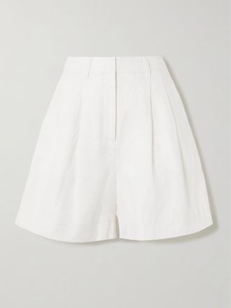 Poss&eacute; Marchello Pleated Linen Shorts - Neutrals