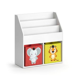 Vicco Kinderregal Wei&szlig; Luigi mit 2 Faltboxen Opt.2-72x79x31 cm hergestellt aus Spanplatte - B&uuml;cherregal f&uuml;r Familien mit Kids, Cleveres M&ouml;bel f&uuml;r kreative S