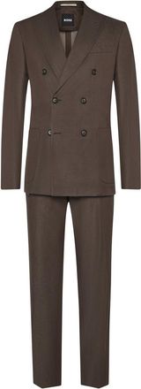 HUGO BOSS Zweireihiger Anzug aus einem Baumwoll-Stretch mit fallendem Revers in
