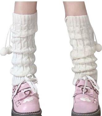Generic Jambi&egrave;res japonaises Lolita en tricot gothique, longues chaussettes, leggings, gu&ecirc;tres pour lhiver, manchette de cheville, chaussettes pour femmes, co
