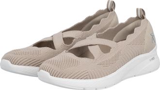 Rieker Riemchenballerina RIEKER, Damen, Gr. 43, beige, Nubuklederimitat, Textil, Schuhe Riemchenballerina, Schlupfschuh, Slipper in veganer Verarbeitung