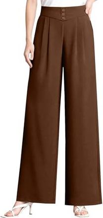 Generic Nuoke Pantalon Fluide Femme &eacute;t&eacute;,Pantalon EllaFlow Souple, Taille Haute, &agrave; Enfiler, Jambes Larges, Coupe drap&eacute;e, pour de Plus de 50 Ans. Short Pole Dan