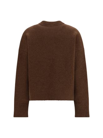 Ami Jacquard Logo Sweater - Brown