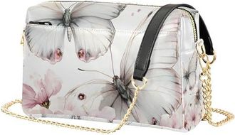 Mnsruu Sacs à bandoulière pour femme, deux papillons, fleurs, sacs à main en cuir