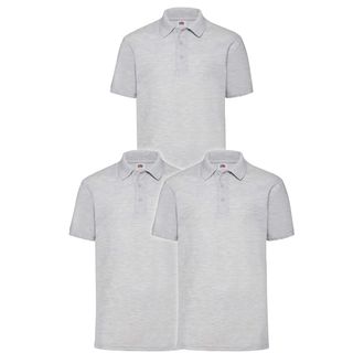 Fruit Of The Loom Herren 65/35 Polohemd, grau meliert, XL (3er Pack)