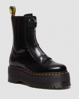 Dr. Martens Jetta Hi Max Buttero Leder Plateau Stiefel Schuhe in Schwarz, Gr&ouml;&szlig;e: 41