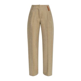 Forte_Forte Hose mit Fischgr&auml;tmuster - - Trousers - Damen - Beige - S