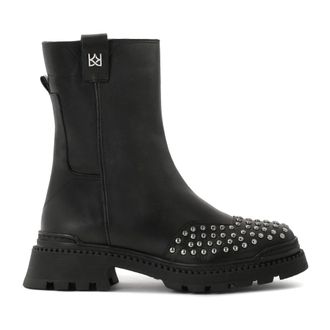 Kazar Flache Schlupfstiefel mit Metallnieten - - Shoes - Damen - Schwarzk - 40 EU