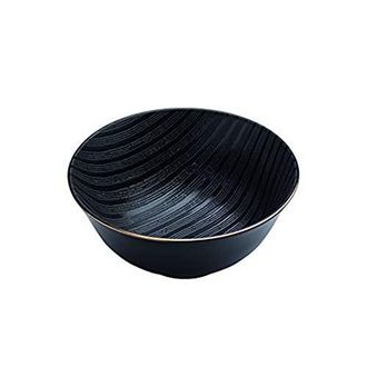 Zafferano Black Stone - Porzellan Schale Medium Size, Durchmesser 152 mm, Farbe Schwarz/Goldrand, spülmaschinenfest - Set 6-teilig