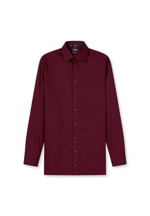 Olymp Herren Oberhemd Langarm 123584,Twill,Modern Fit 20,New Kent,dunkelrot 39,42