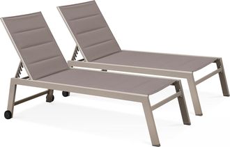 Oviala 2 Sonnenliegen aus Aluminium, Taupe