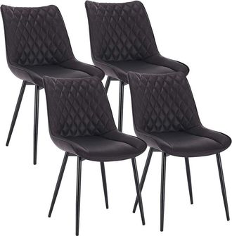 Woltu Woltu - Lot de 4 Chaises de salle à manger en Similicuir - 46x40, 5x85, 5cm - Pieds en métal - Charge max 100 kg - Anthracite