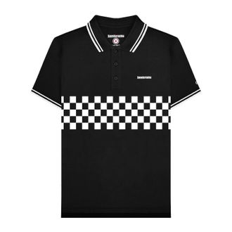 Lambretta SS25 Poloshirt Mit kontrastfarbenen Streifen f&uuml;r Herren (Schwarz/Wei&szlig;)