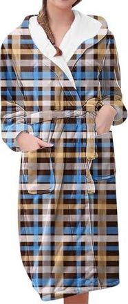 Generic Peignoir thermique &agrave; capuche pour femme, robe de chambre en polaire douce pour femme, robe de chambre &agrave; capuche, robe de nuit &agrave; motif floral, robe de 