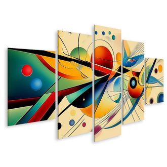 Islandburner Bild auf Leinwand Bunte abstrakte Kandinsky Komposition mit Kreisen und Linien Bilder Wandbilder Poster