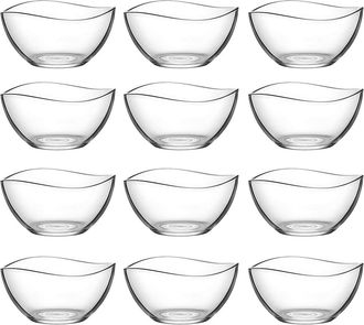LAV Snackschale Set Knabberschale Schüssel Glasschalen Schüssel Schale für Eis Dessert Dip Salat Beilage VIRA (12xSchalen)