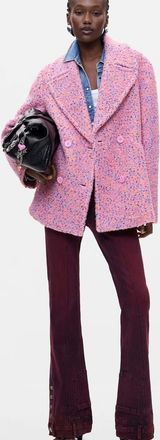 Desigual kurzer Mantel mit Wolle in Pink-Rosa