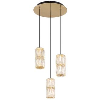 Globo Lighting Globo Lighting - Lampe suspension cristal lampe suspendue 3 flammes led dor&eacute; antique clair salle &agrave; manger