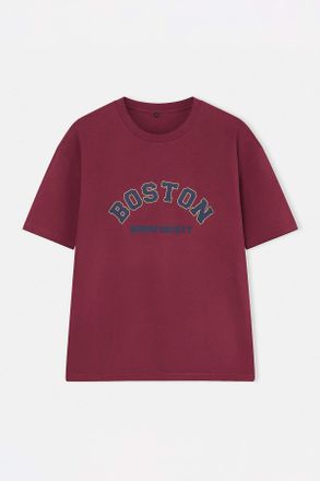 Trendyol MAN Herren Bordeaux Slogan Kurz Oversize T-Shirts