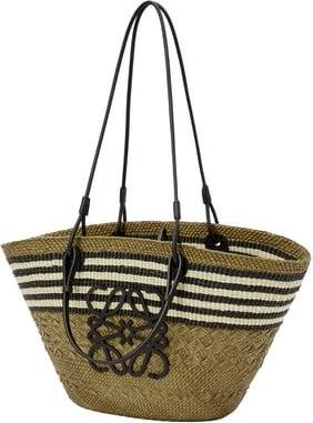 Loewe Panier Anagram moyen en palmier Iraca et cuir de veau