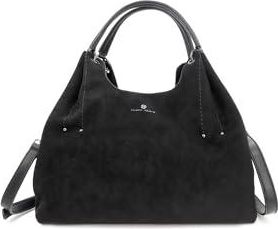 Queen Helena Grand sac à main en daim avec bandoulière amovible pour femme LW199, Noir