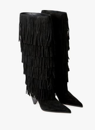 Michael Kors Botte Jayla &agrave; franges en cuir su&eacute;d&eacute;