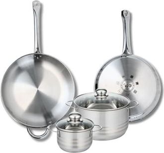 Fackelmann ELO 9882450 Kochgeschirr-Set, 4-teilig, 2 Bratpfannen 28 und 32 cm, 2 Kocht&ouml;pfe 14 und 20 cm Elo Profi, Edelstahl, Induktion
