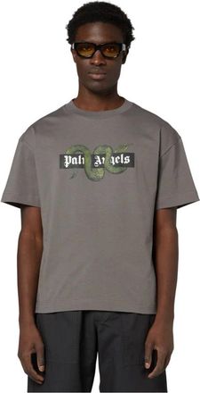 Palm Angels Homme, Tops, Gris, Taille: M T-shirt logo boîte serpent Gris