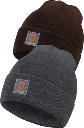Indicode Herren Vulcano 2er-Pack Winter M&uuml;tze | Winterm&uuml;tze Strickm&uuml;tze Beanie Charcoal/Black, OS