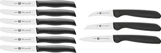 Zwilling Messer-Set, 6-tlg., Frühstücksmesser, Klingenlänge: 12 cm, Rostfreier Spezialstahl/Kunststoff-Griff, Twin Grip & 38115001 Gemüsemesser-Set, 3 tlg., Ku
