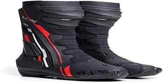 TCX TR1 Hommes, Sportives et Certifiées, Bottes de Moto avec Tige en Microfibre, Fermeture Elastique Latérale et Velcro, Noir/Rouge/Blanc, 43 EU