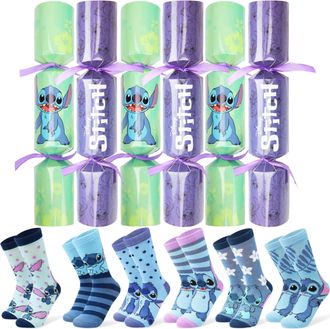 Disney Lilo Und Stitch Weihnachts Knallbonbons mit Socken, Marvel Mickey Mouse Frozen Christmas Crackers mit Lustige Socken - Kleine Geschenke Weihnachten (B