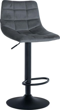 Clp Barhocker Jerry Samt I Höhenverstellbarer Barstuhl I 360° Drehstuhl Mit Rückenlehne Für Küche Und Bistro, Farbe:dunkelgrau, Gestell Farbe:schwarz