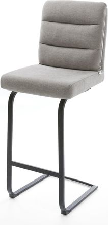 DELIFE Barstuhl Pela-Flex Strukturstoff Soft Grau Freischwinger Flach Metall Schwarz, Barst&uuml;hle