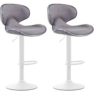 Clp Lot de 2 tabourets de bar Las Vegas V2 en tissu Gris clair Blanc