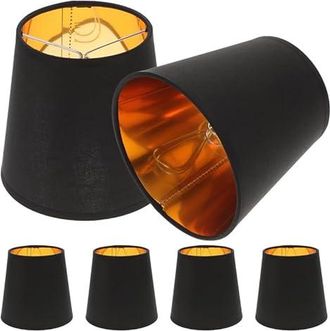 Valiclud 6 Pi&egrave;ces Abat Jour Noir avec Doublure Dor&eacute;e pour Lampe de Table et Lustre Protection Ampoule Design Moderne Minimaliste Installation Facile et Dissipa
