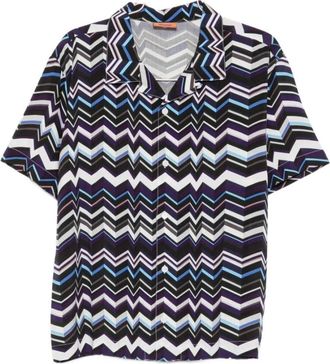 Missoni Homme, Chemises, Multicolore, Taille: XL Chemise Bowling en Viscose avec Imprim&eacute; Zigzag