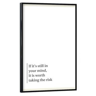 artboxONE Poster mit schwarzem Rahmen 30x20 cm Typografie Taking The Risk - Bild Motivation