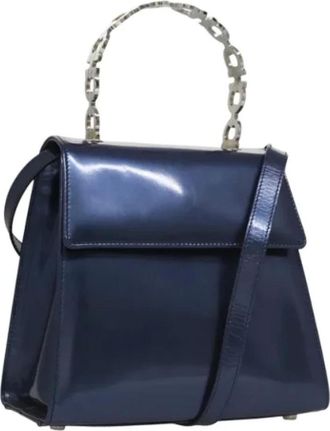 Ferragamo Pre-owned Toile sacs-main - Femme - Pre-owned - Bleu - Taille: ONE Size