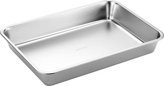 Santos Edelstahl Grillschale - Auffangschale 41,5x29,5x6cm - Robuste Grillpfanne - Perfekt f&uuml;r Gem&uuml;se, Fisch & mehr - Leicht zu reinigen - BBQ Zubeh&ouml;r