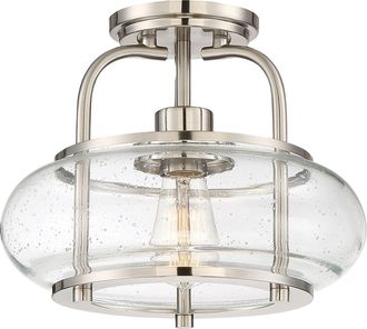 Licht-Erlebnisse Vintage Deckenleuchte Glas Metall in Nickel Ø30,5cm T:25cm E27 Deckenlampe Küche Esszimmer