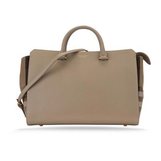 Burberry Lederne Schultertasche mit Karomuster - - Bags - Damen - Beige - ONE SIZE