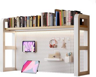 Generic Tischregal, Perforiertes Brett Schichtweise Lagerung Verdicktes Kohlenstoffstahl, Desk Shelf Geeignet für Wohnheim Haus Büro(Brown,160x25x73)