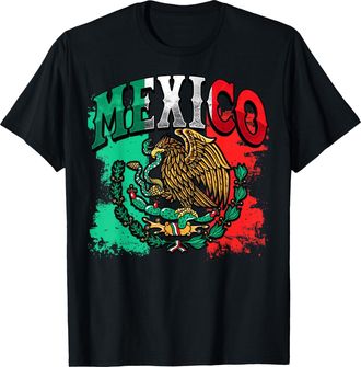 Trendy Apparel Mexico Bandera Aguila Real Mexican Flag Color T-Shirt