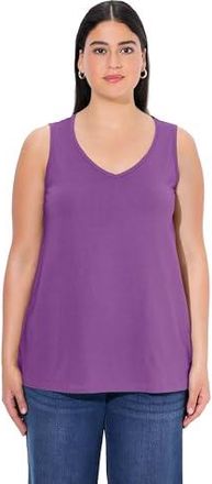 Ulla Popken Femme Grandes Tailles Top V, Coupe ajust&eacute;e, Fentes Violet 58+ 724584824-58+