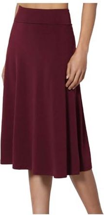 Generic Jupe Taille Haute Femme Sexy, UPE Mi-Longues-Jean Grande Taille Femme Couleur Pure Classique Skirts Basique éTé De Mode Midi Longueur Genou Dress Poly