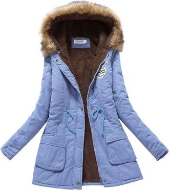Generic Vestes chaudes et &eacute;paisses pour femmes, manteau dhiver en polaire doubl&eacute; &agrave; la mode, manteau &agrave; capuche, v&ecirc;tements dext&eacute;rieur 2026, bleu clair, XXL
