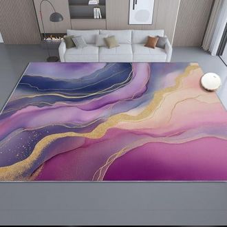 Generic Tapis Salon Lavable en Machine 120 x 180 cm - Poil Court Doux et Résistant Abstrait Texture marbrée Tourbillon Lignes Imprimé Tapis pour Salon Chambre